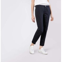 MAC Damen Chinohose "CHINO turn up", blau, Gr. 42, unifarben, Web, Obermaterial: 96% Baumwolle, 4% Elasthan, Hosen, mit dezentem Glanz, elegant und