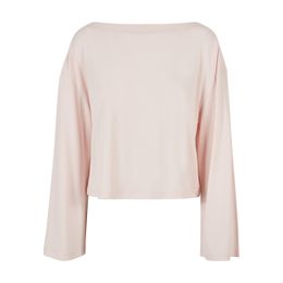Langarmshirt Urban Classics "Urban Classics Damen", M&auml;dchen, Gr. S, rosa (pink), 77% Modal, 23% Polyester, unifarben, oversize, U-Boot-Ausschnitt, Shirts Langarmshirt