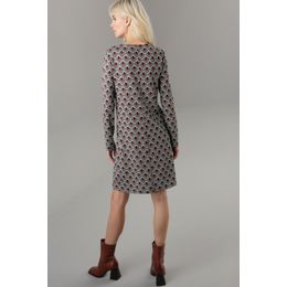 Damen Jerseykleid, bunt, Gr. 46, Aniston SELECTED, bedruckt, gemustert, Milano Rib, Obermaterial: 89% Viskose, 9% Polyester, 2% Elasthan, Kleider, in