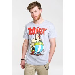 logoshirt Herren T-Shirt "Asterix & Obelix", grau, Gr. XL, bedruckt, meliert, 95% Baumwolle, 5% Viskose, Shirts, mit coolem Retro-Print