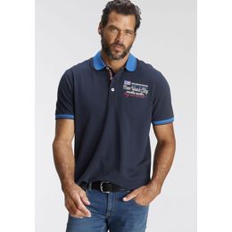 MAN'S WORLD MAN'S WORLD Herren Poloshirt, blau, Gr. L, bedruckt, Piqu&eacute;, Obermaterial: 100% Baumwolle, Shirts, Kurzarm, l&auml;ssige Passform, bedruckt, Polokragen