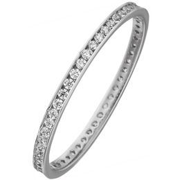 Jobo Damen Fingerring "schmal", 52, Wei&szlig;gold 333, wei&szlig;, Wei&szlig;gold 333, Fingerringe, 333 Wei&szlig;gold mit Zirkonia rundum