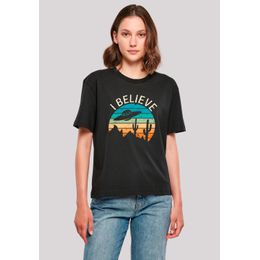 F4NT4STIC Damen T-Shirt "I Believe UFO Alien Sonnenuntergang", schwarz, Gr. M, Obermaterial: 100% Baumwolle, Shirts, Premium Qualit&auml;t