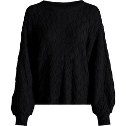 bonprix Damen Ajourpullover "Ajour-Pullover", schwarz, Gr. 32, unifarben, Strick, Obermaterial: 100% Polyacryl, Pullover, l&auml;ssige Passform,