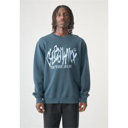 Cleptomanicx Herren Sweatshirt, blau, Gr. M, bedruckt, 100% Baumwolle, Sweatshirts, mit coolem Frontprint