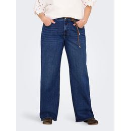 Only CARMAKOMA Damen High-waist-Jeans "CARJUICY HW WIDE LEG REA255", blau, Gr. 52, unifarben, Denim/Jeans, Obermaterial: 99% Baumwolle, 1% Elasthan,