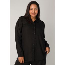 Damen Langarmbluse "Yaella", schwarz, Gr. 50, Base Level Curvy, unifarben, Web, Obermaterial: 55% Leinen, 45% Viskose, Blusen, Gro&szlig;e Gr&ouml;&szlig;en