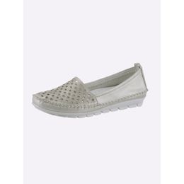 Gemini Damen Slipper, Gr. 40, silber, Glattleder, Schuhe