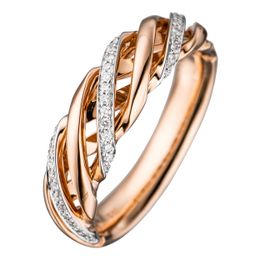 Jobo Damen Diamantring, 58, SI = kleine Einschl&uuml;sse, Diamanten Ros&eacute;gold 585, rosa, Diamanten, Ros&eacute;gold 585, Fingerringe, 585 Ros&eacute;gold bicolor mit 36