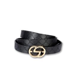 Silbergift Damen Koppelg&uuml;rtel "Koppelg&uuml;rtel mit pr&auml;gnanter goldener Doppel-G-Schlie&szlig;e", schwarz, Gr. 100, Rindsleder, G&uuml;rtel