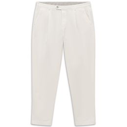 Bugatti Herren Bundfaltenhose "Tapered Fit", wei&szlig;, Gr. 36, unifarben, 98% Baumwolle, 2% Elasthan, Hosen, aus Baumwoll-Stretch