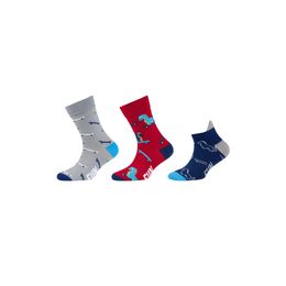 Fun Socks Damen Socken "Socken und Sneakersocken 3er Pack", Gr. 29, gr&uuml;n, 70% Baumwolle, 28% Polyester, 2% Elasthan, gemustert, Socken