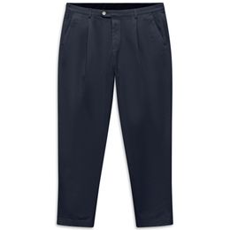 Bugatti Herren Bundfaltenhose "Tapered Fit", blau, Gr. 40, unifarben, 98% Baumwolle, 2% Elasthan, Hosen, aus Baumwoll-Stretch