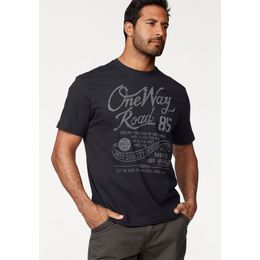 MAN'S WORLD MAN'S WORLD Herren T-Shirt, schwarz, Gr. L, bedruckt, Single Jersey, Obermaterial: 100% Baumwolle, Shirts, Kurzarm, Regular Fit, mit Print, Rundhals,