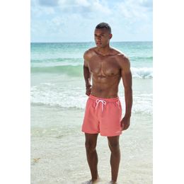 Venice Beach Herren Badeshorts, orange, Gr. L, kontrastfarbene Details, unifarben, Microfaser, Polyester, Recycling-Polyester, Badehosen, mit
