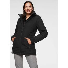 ALPENBLITZ Damen Steppjacke "Flockenwirbel", schwarz, Gr. 50, kontrastfarbene Details, unifarben, Web, Obermaterial: 100% Polyester. Futter: 100%