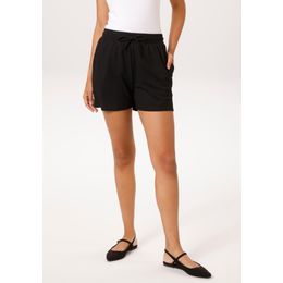 Aniston CASUAL Damen Shorts, schwarz, Gr. 46, Strukturmuster, unifarben, Web, Obermaterial: 98% Polyester, 2% Elasthan, Hosen, aus strukturierter,