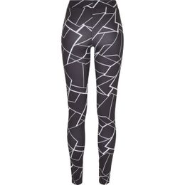 Urban Classics Damen Leggings "Urban Classics Damen Ladies AOP Leggings", schwarz-wei&szlig;, Gr. XS, unifarben, 94% Polyester, 6% Elasthan, Hosen