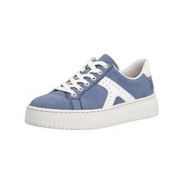 Rieker Damen Plateausneaker "Rieker Sneaker Lederimitat", Gr. 38, blau, Lederimitat, Schuhe