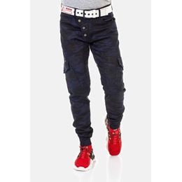 Cipo & Baxx CIPO & BAXX Herren 5-Pocket-Jeans "Jeans", blau, Basic, Gr. 30, gemustert, 86% Baumwolle, 12% Polyester, 2% Elasthan, Jeans, mit tollen Cargotaschen,