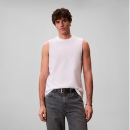 Herren Tanktop "JERSEY BADGE MUSCLE TANK"hellwei&szlig;, Gr. XL, Calvin Klein Jeans, unifarben, Jersey, Obermaterial: 100% Baumwolle, Tops, Regular fit mit