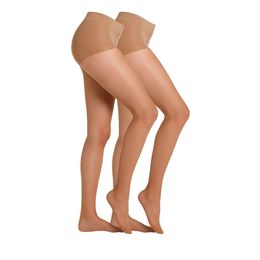 Camano Damen Feinstrumpfhose "Strumpfhose 2er Pack", Gr. 44, beige, 81% Polyamid, 19% Elasthan, Strumpfhosen