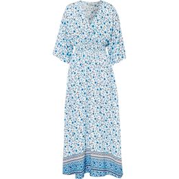 bonprix Damen Maxikleid "Maxikleid aus reiner Viskose", blau, Gr. 38, Obermaterial: 100% Viskose, Kleider, aus Viskose, ausgestellte Passform,