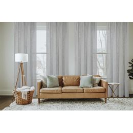 Vorhang HOME BASICS, B:140cm H:245cm, grau, Polyester, Wohnzimmer, Gardinen, "SOFTY 2er Pack", 2er Pack Kombibandschal SOFTY Uni