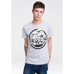 logoshirt Damen T-Shirt "Stormtrooper - Krieg der Sterne", grau, Gr. XS, bedruckt, 95% Baumwolle, 5% Viskose, Shirts, mit tollem Aufdruck