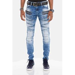Cipo & Baxx CIPO & BAXX Herren Slim-fit-Jeans "Jeans", blau, Basic, Gr. 32, unifarben, 98% Baumwolle, 2% Elasthan, Jeans, im stylischen Look in Slim Fit, CD-505