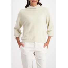 monari Damen Stehkragenpullover "Pullover Lurex", wei&szlig;, Gr. 44, unifarben, Pl&uuml;sch, Obermaterial: 81% Polyamid, 19% metallisierte Fasern, Pullover,
