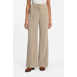 BOSS Orange Damen Stoffhose "Tarima Premium Damenmode", beige, Gr. 42, unifarben, Web, Obermaterial: 75% Viskose, 25% Polyester, Hosen, Straight Leg,