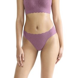 Slip Sloggi "ZERO Feel Bliss High leg", Damen, Gr. M, lila (lila clover), Spitze, Obermaterial: 76% Polyamid, 24% Elasthan, figurbetont, Unterhosen Slip, unsichtbar mit Spitzenoptik