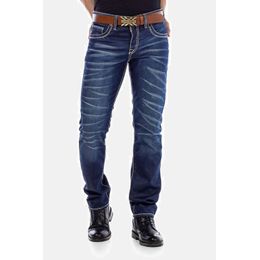 Cipo & Baxx CIPO & BAXX Herren Slim-fit-Jeans "Jeans", blau, Gr. 33, unifarben, 99% Baumwolle, 1% Elasthan, Jeans, mit scharfen Waschdetails, CD-471