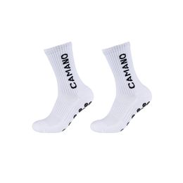 Camano Herren Sportsocken "Sportsocken mit Grip Extrastark Anti Rutsch Fu&szlig;ballsocken", Gr. 39, wei&szlig;, 71% Polyester, 24% Baumwolle, 4% Elastodien, 1%