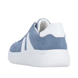 Remonte Damen Sneaker, Gr. 43jeansblau, wei&szlig;, Lederimitat, Veloursleder, Schuhe, Schn&uuml;rschuh, Halbschuh, Freizeitschuh mit Lite ́ n Soft-Ausstattung
