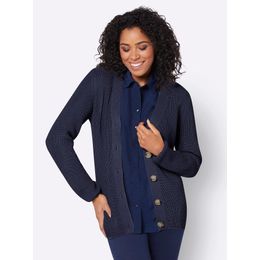 Casual Looks Damen Cardigan, blau, Gr. 36, unifarben, 50% Baumwolle, 50% Polyacryl, Strickjacken