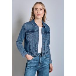 Street One Damen Jeansjacke, blau, Gr. 42, unifarben, Jeans, 97% Baumwolle, 3% Elasthan, Jacken, mit Brusttaschen