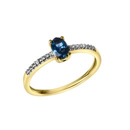 Vivance Damen Fingerring "585/- Gelbgold London Topas und Diamant", 052 (16,6), 0,01 P2 = erkennbare Einschl&uuml;sse, Gold, gelb, Gold, Fingerringe