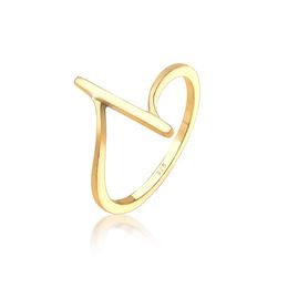 Elli Damen Fingerring "Geo Form Geschwungen 925 Sterling Silber", 56mm, ohne Stein, Silber 925 (Sterlingsilber), 1mm, gold, Silber 925