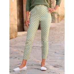 Inspirationen Damen Webhose, gr&uuml;n, Gr. 38, bedruckt, gemustert, mehrfarbig, 72% Viskose, 25% Polyamid, 3% Elasthan, Hosen
