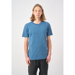Cleptomanicx Herren T-Shirt "Ligull Regular", blau, Gr. XL, bestickt, 100% Baumwolle, Shirts, mit kleiner Logo-Stickerei