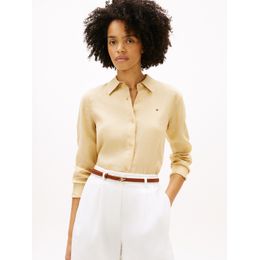 Tommy Hilfiger Damen Hemdbluse "ESS LINEN RELAXED SHIRT"harvest wheat, Gr. 42, unifarben, Web, Obermaterial: 100% Leinen, Blusen, mit