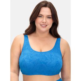 sheego Damen Bustier-Bikini-Top, blau, Gr. 44, Elasthan, Polyamid, Bikini-Oberteile