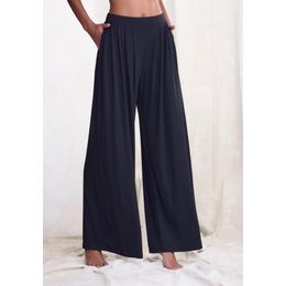 Lascana Damen Schlupfhose "Extra Weit", Gr. 32, blau, Single Jersey, Obermaterial: 93% Polyester, 7% Elasthan, unifarben, Hosen, mit extraweit