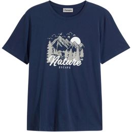 bonprix Herren T-Shirt "T-Shirt aus reiner Baumwolle", blau, Gr. 68, Obermaterial: 100% Baumwolle, Shirts, Regular Fit, Kurzarm-Design, aus reiner