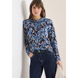 Cecil Damen Langarmshirt, bunt, Gr. L, bedruckt, Jersey, Obermaterial: 48% Baumwolle, 48% Modal, 4% Elasthan, Shirts, mit grafischem Muster