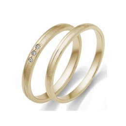 Firetti Damen Trauring "Schmuck Geschenk Gold 375 Hochzeit Ehering "LIEBE"", 52, 0,02 SI = kleine Einschl&uuml;sse mit Brillanten, Gelbgold 375, 2,5mm,