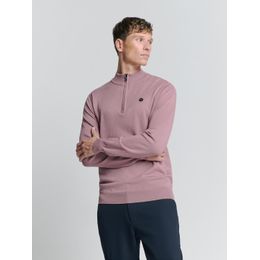 NO EXCESS Herren Rundhalspullover "NO EXCESS Sweatshirt mit halbem Rei&szlig;verschluss", lila, Gr. L, 71% Viskose (LENZING ECOVERO ), 29% Nylon, Pullover