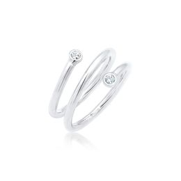 Elli Damen Fingerring "Wickelring Geo Kristalle 925 Sterling Silber", 58mm,mit Steinen, Silber 925 (Sterlingsilber), 1,5mm, silber, Silber 925